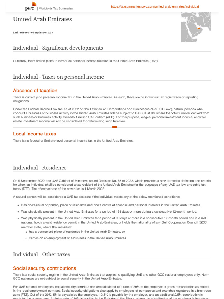 United Arab Emirates - Individual Summary | PDF | Taxes | Property Tax