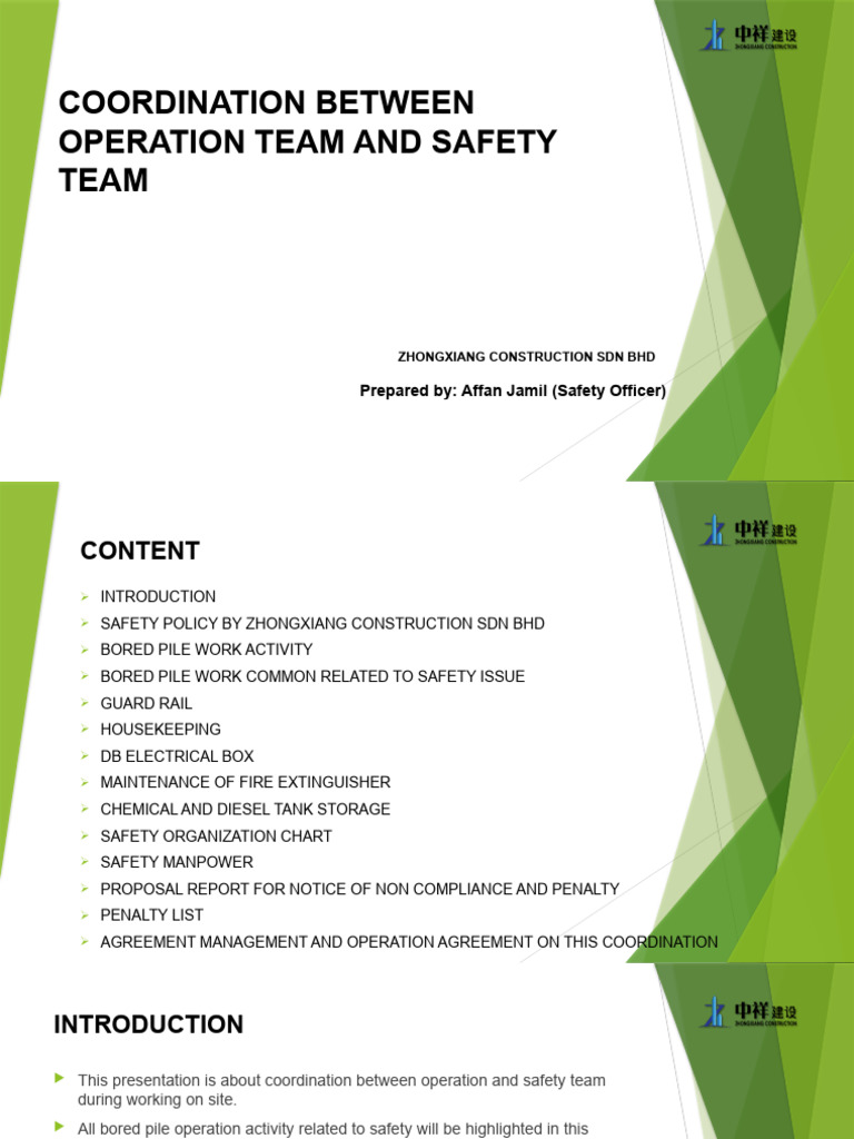 Operation and Safety Team Coordination | PDF | Personal Protective ...