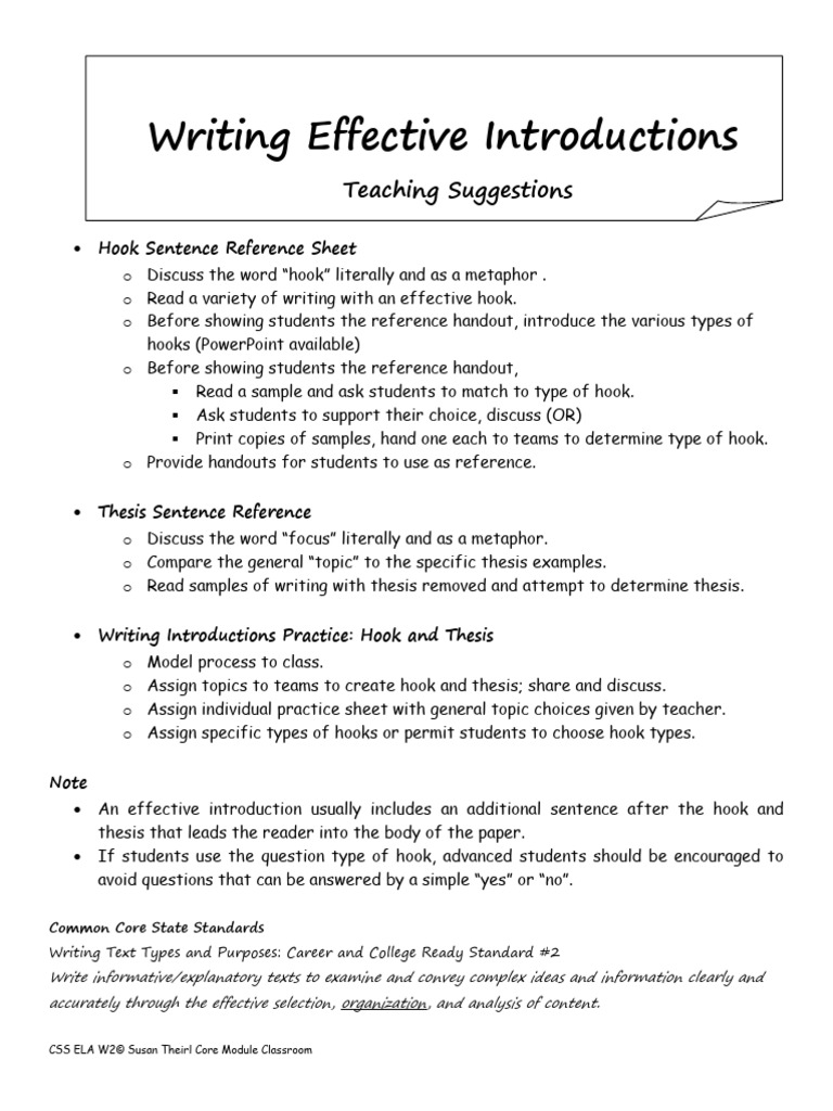 Writing Effective Introductions: Teaching Suggestions | PDF | Thesis ...