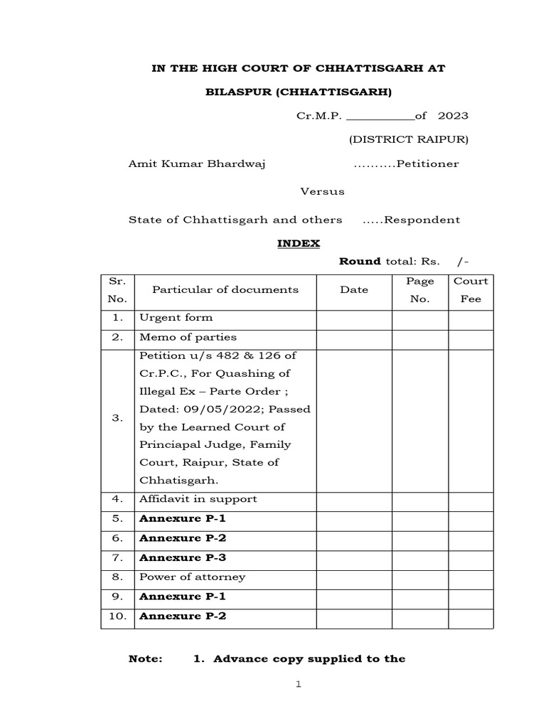 Quashing Petition CRPC 125 - Final | PDF | Ex Parte | Magistrate Quashing Petition CRPC 125 - Final | PDF | Ex Parte | Magistrate