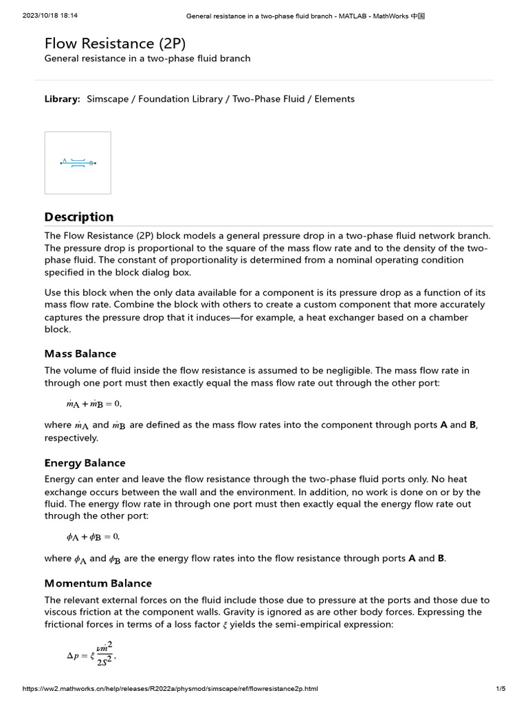 General resistance in a two-phase fluid branch - MATLAB - MathWorks 中国 ...