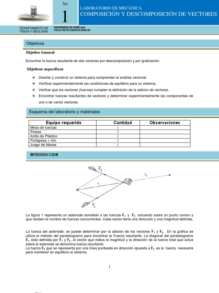 Laboratorio de Vectores | PDF | Vector Euclidiano | Fuerza