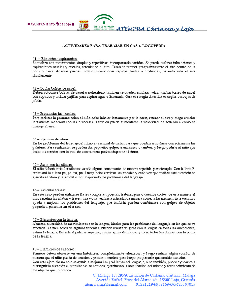 Actividades Logopedia | PDF | Ritmo | Vocal