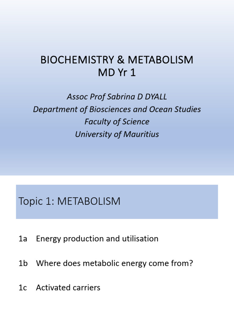Topic 1 Lecture | PDF | Adenosine Triphosphate | Redox
