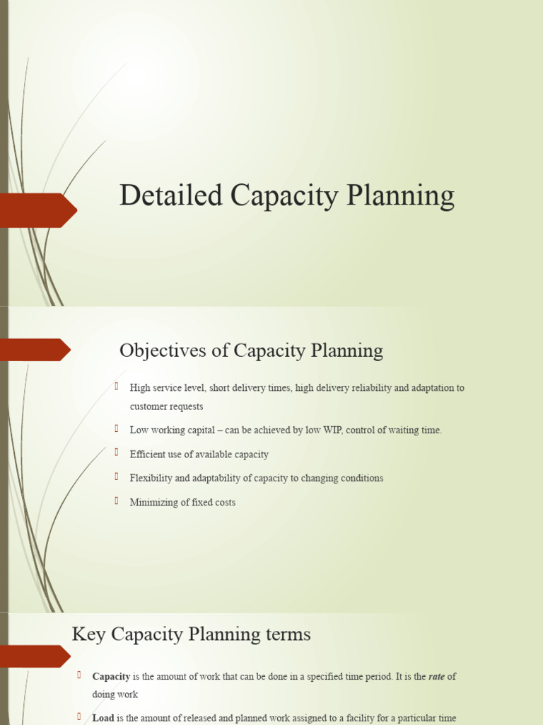7.Detailed Capacity Planning | PDF | Reliability Engineering | Business