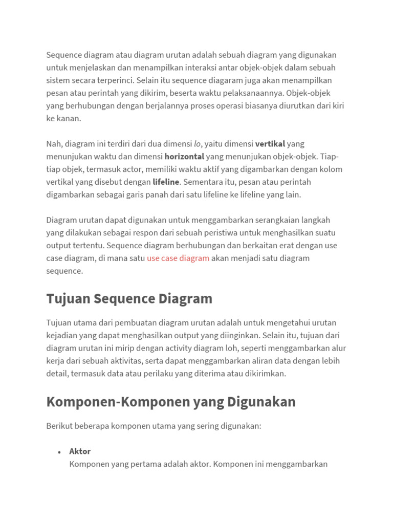 Komponen dan Tujuan Sequence Diagram | PDF