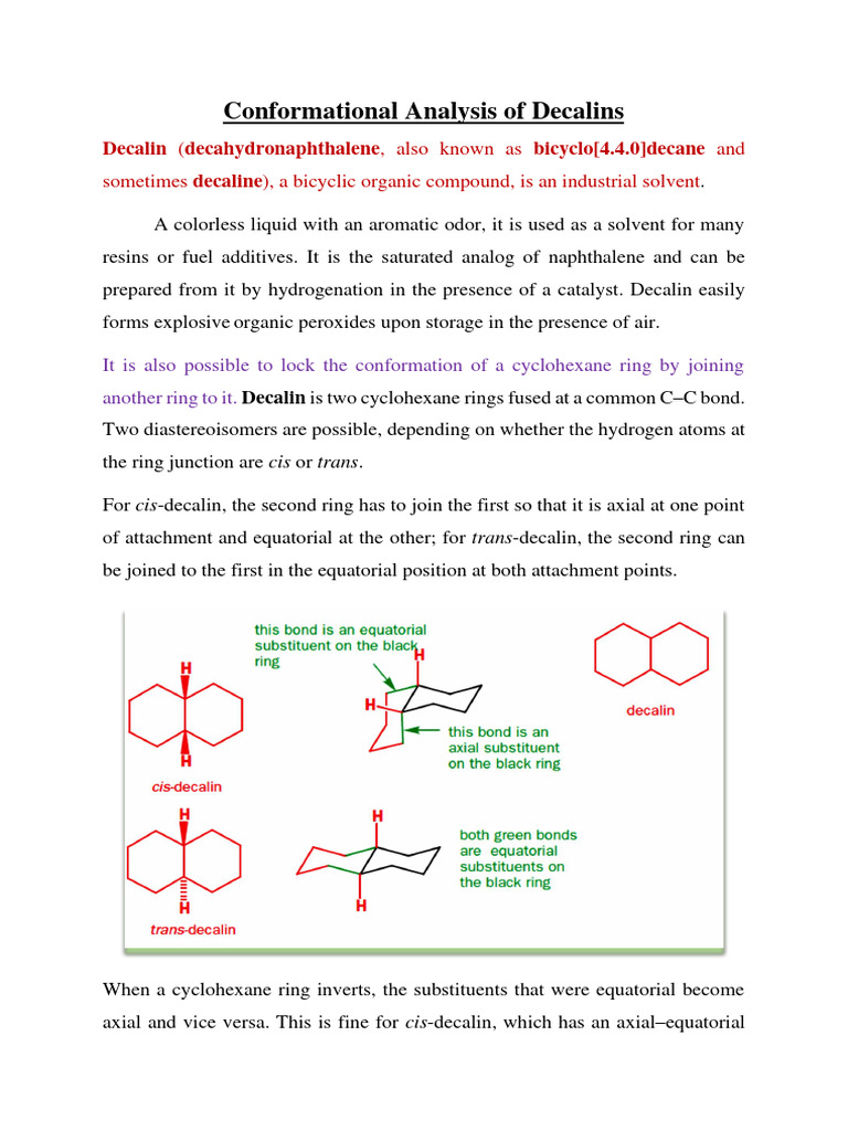 Conformational Analysis of Decalins | PDF | Science & Mathematics