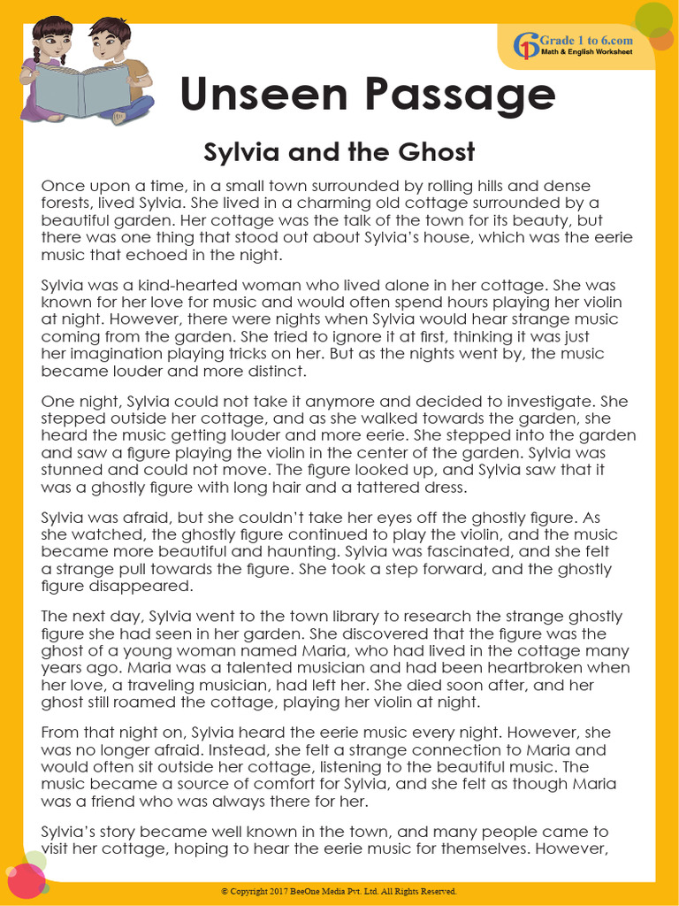 Sylvia and the Ghost: A Comprehension Passage | PDF
