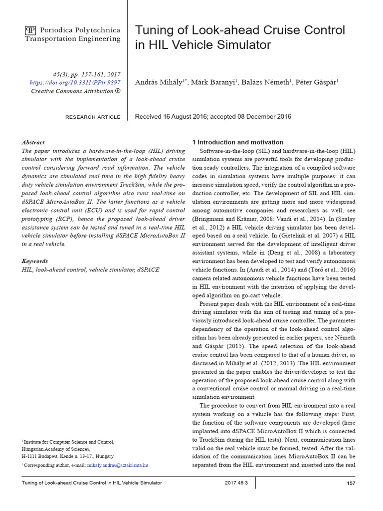 HIL Simulator for Look-ahead Cruise Control | PDF | Simulation | Computing