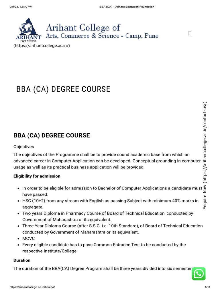 BBA (CA) - Arihant Education Foundation | PDF | Human Resource ...