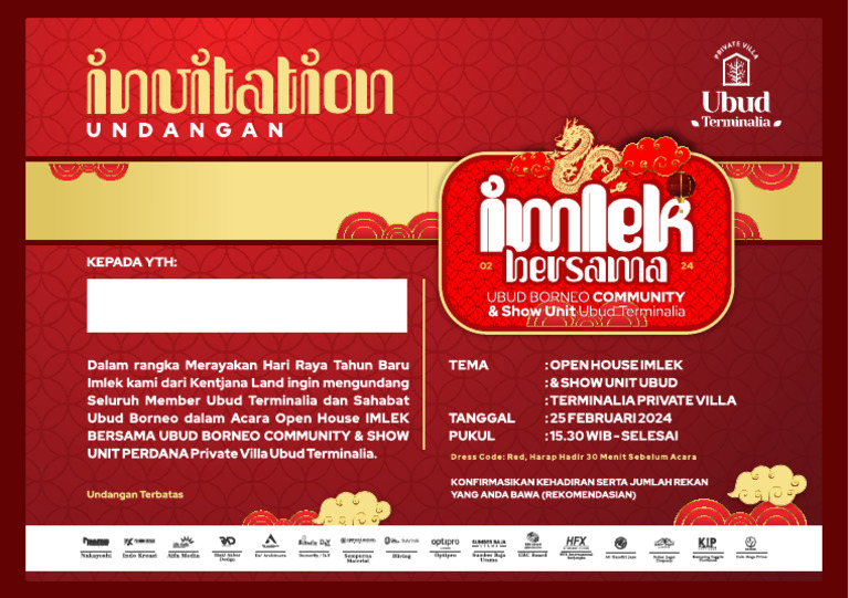 Undangan Imlek Bersama Dan Show Unit Ubud Terminalia Private Villa | PDF