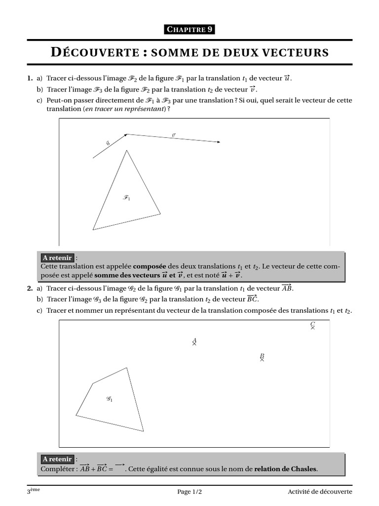 Somme de deux vecteurs : exercices corrigés | PDF | Fonctionnalités et ...