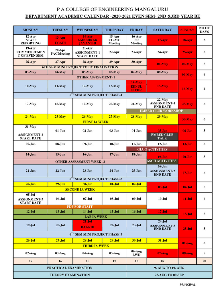 Dept Academic Calendar - 2ND & 3RD Year - 2020-21 Even Sem | PDF