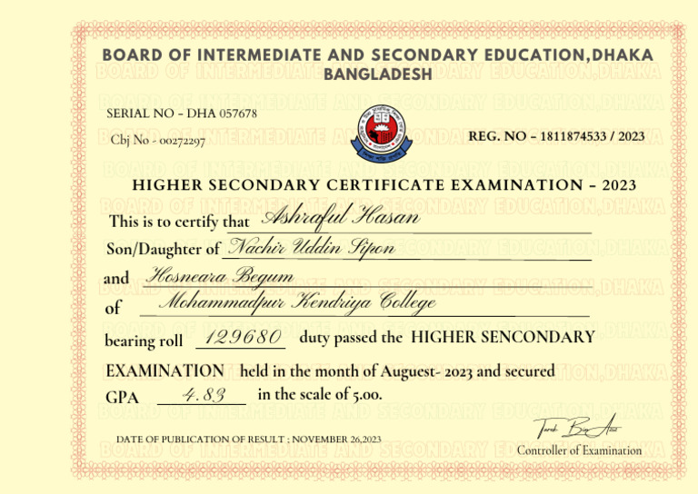 Higher Secondary CertificATe Examination - 2023 | PDF