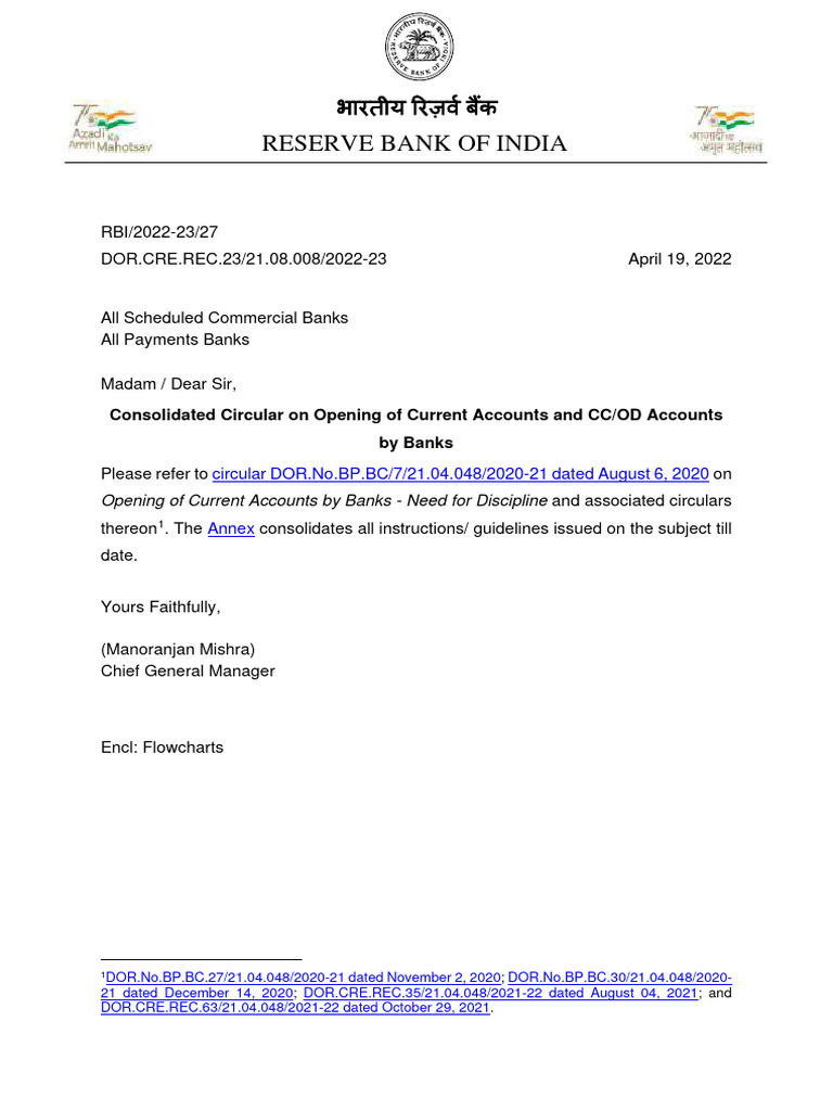Rbi Notification DT 19 04 2022 Consolidated Circular Guidelines ...