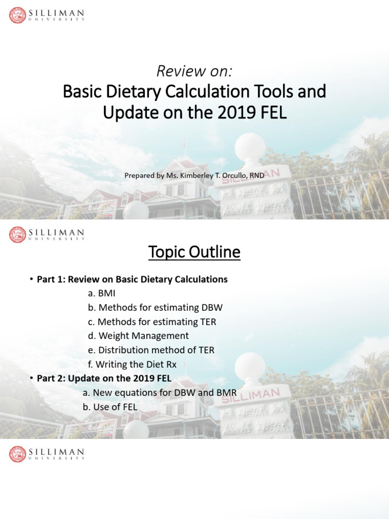 Dietary Calculation Guide Update | PDF | Body Mass Index | Weight ...