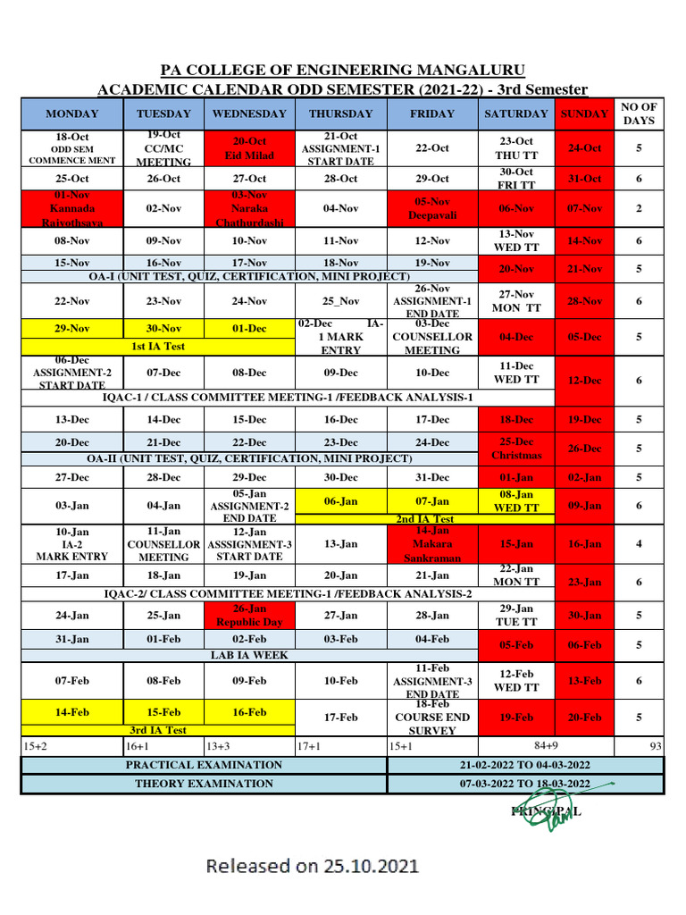 Academic Calendar_2021-22_Odd-3rd SEM- | PDF | Academic Term ...