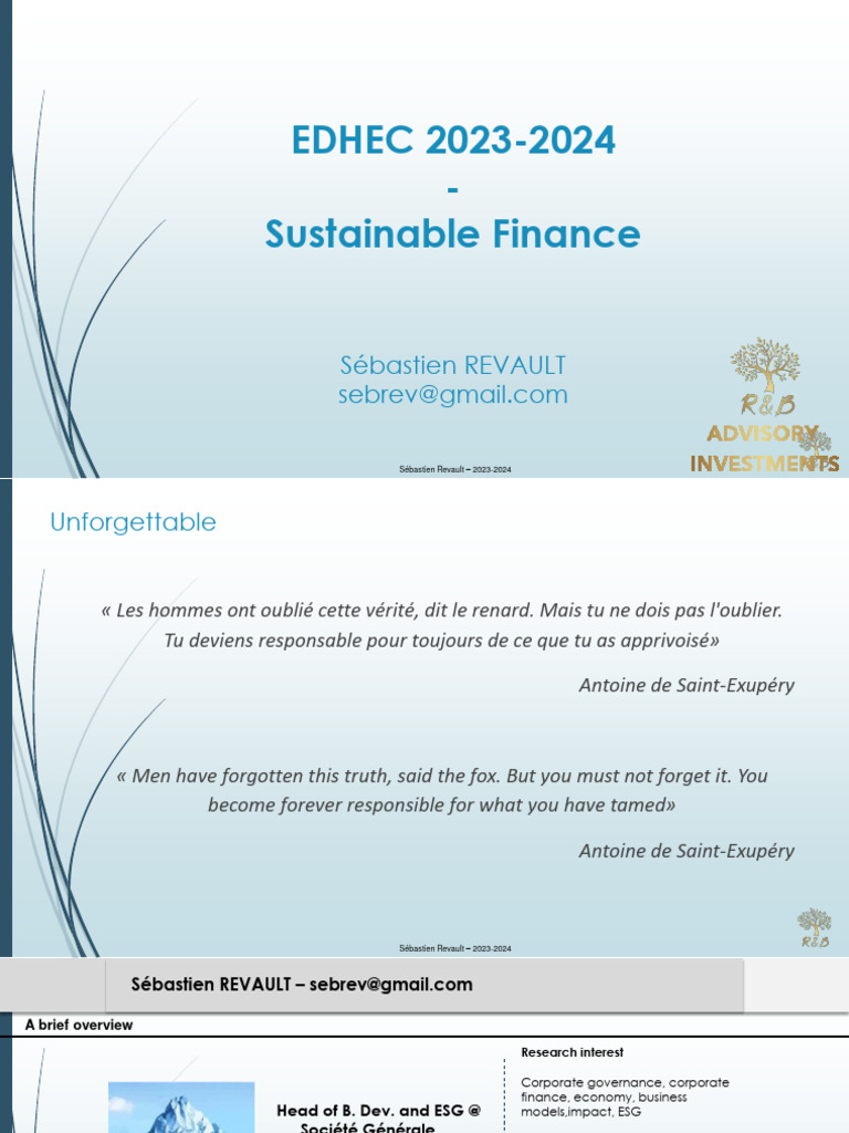 Présentation Cours Finance Durable V1.5 | PDF | Sustainability | Learning