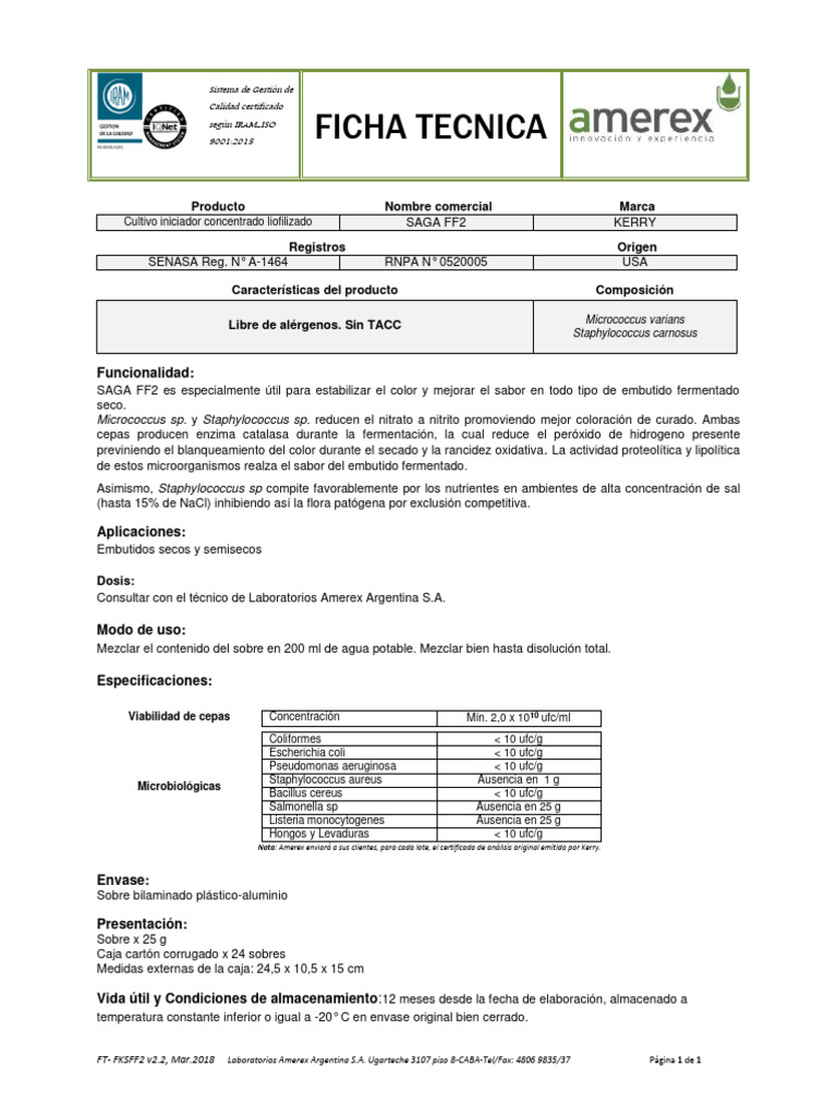 Ficha Tecn stater-FKSFF2 | PDF | Curado (Conservación de Alimentos ... Ficha Tecn stater-FKSFF2 | PDF | Curado (Conservación de Alimentos ...