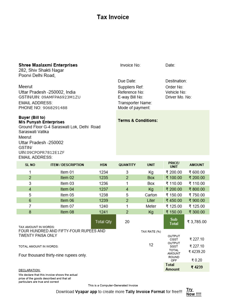 Tally Invoice Format 01 | PDF | Invoice | Government Finances