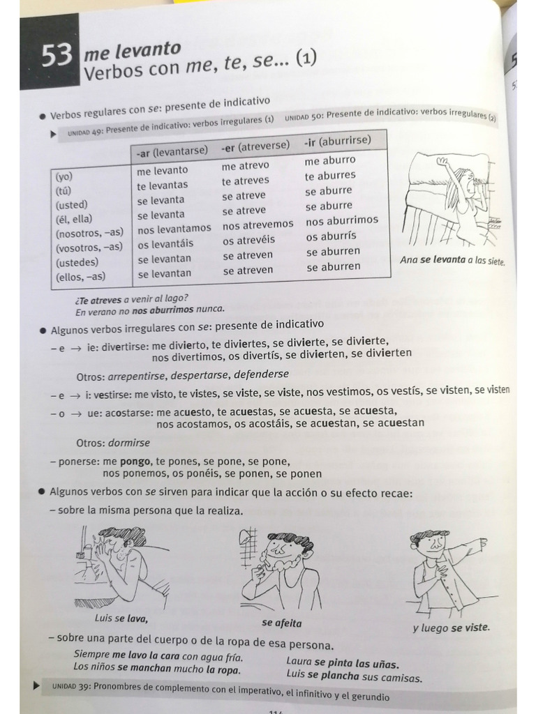 Verbos Reflexivos - Ejercicios - Gramática Española | PDF