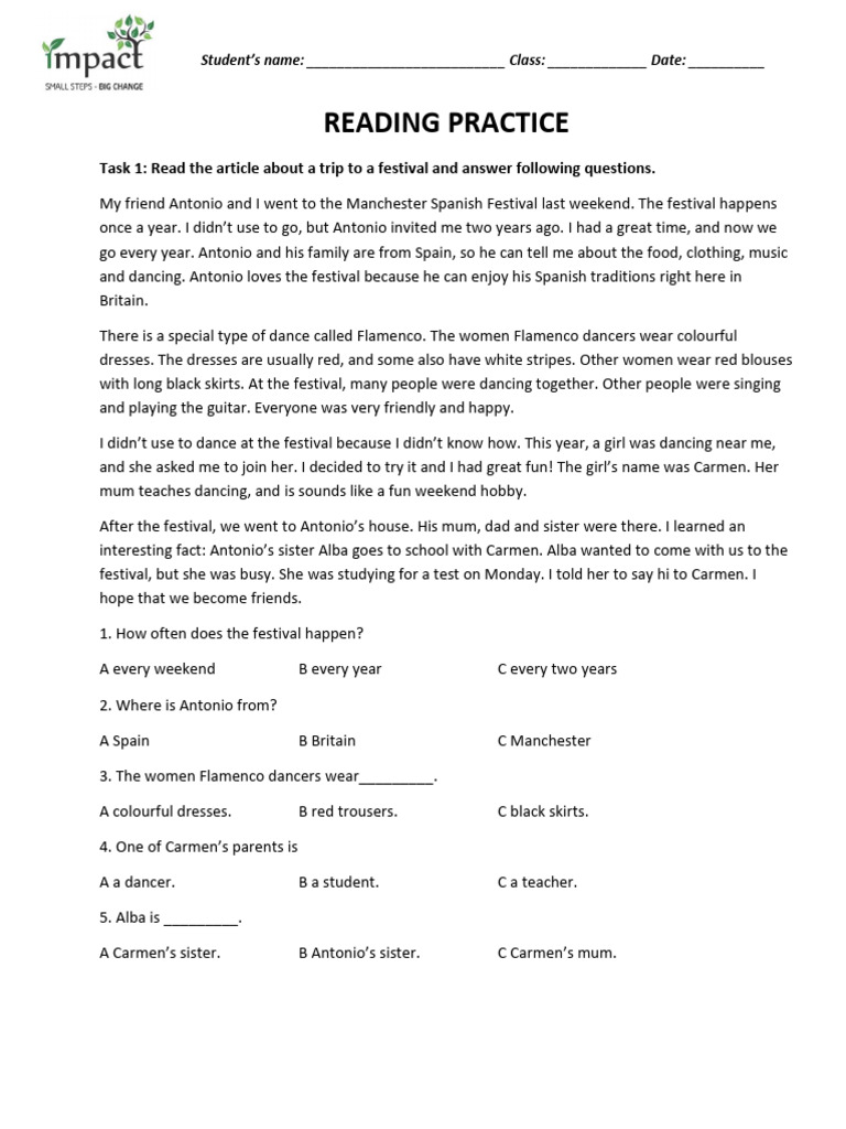 READING PRACTICE | PDF | Room