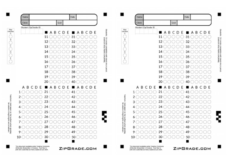 Zipgrade - Bubble Sheet | PDF