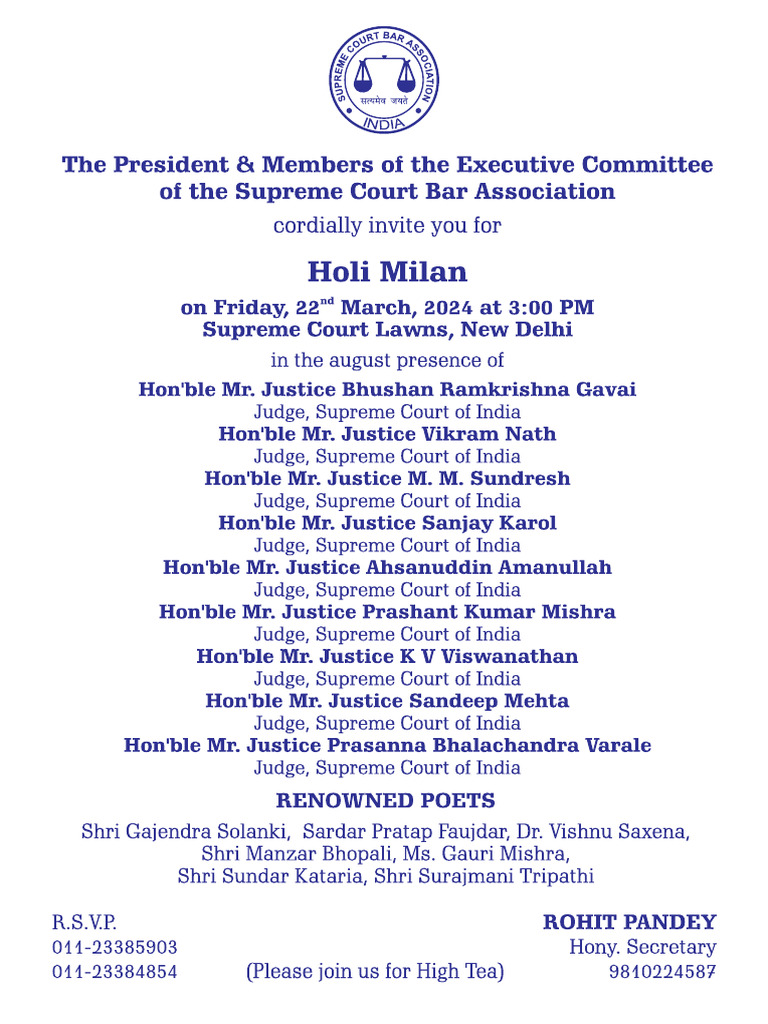 Holi Milan Invitation 2024 | PDF