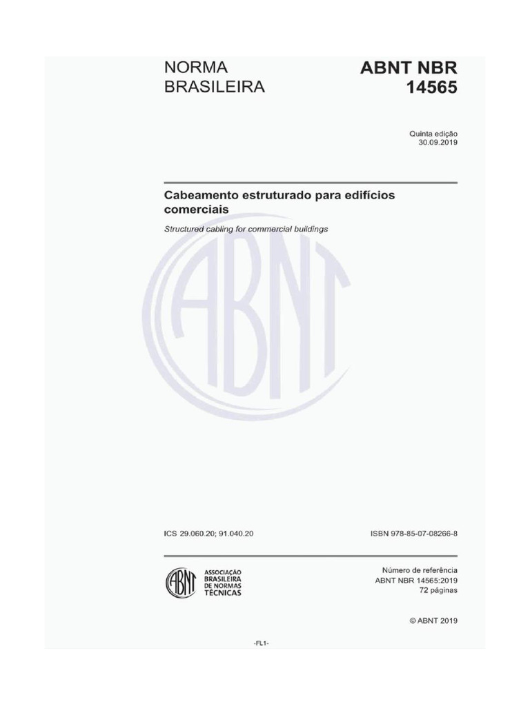 NBR 14565 de 092019 Cabeamento Estruturado para Edificios Comerciais PDF Free | PDF