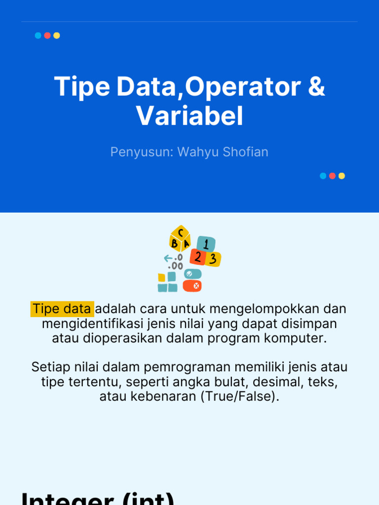 Tipe Data, Operator & Variabel | PDF
