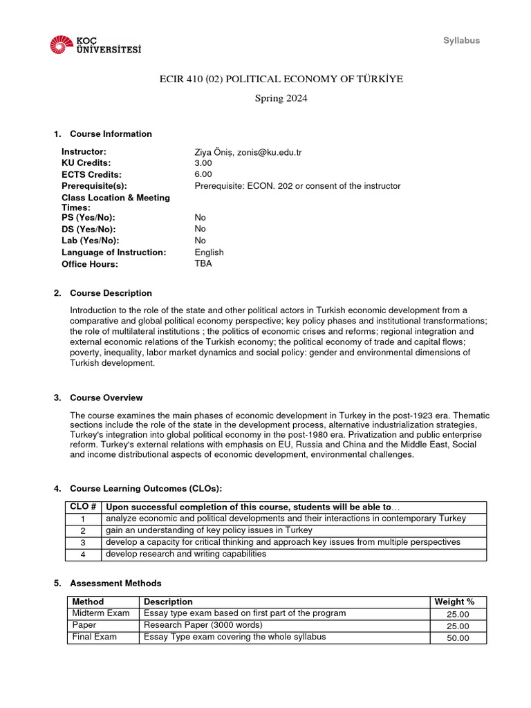 Spring 2024 ECIR 410 (02) Syllabus 08 12 2023 | PDF | Economies ...