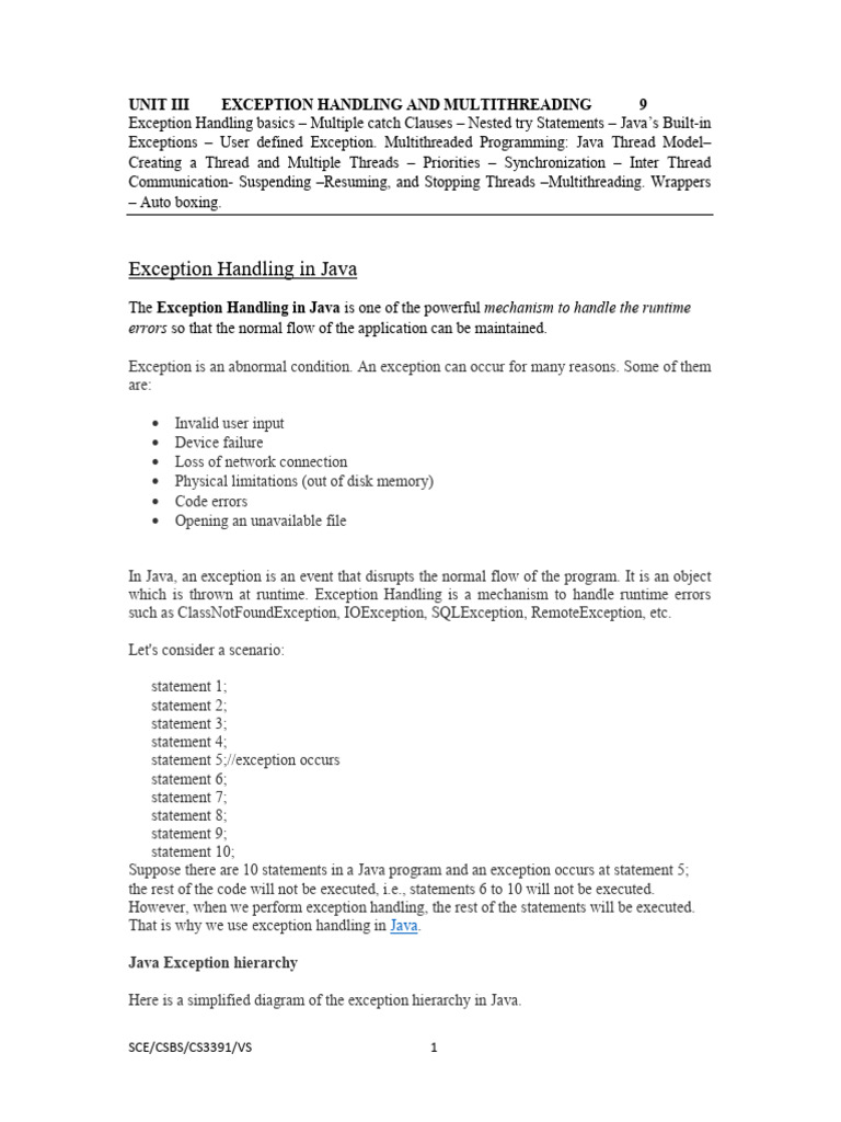 UNIT 3 - OOPS - Notes | PDF | Process (Computing) | Thread (Computing) UNIT 3 - OOPS - Notes | PDF | Process (Computing) | Thread (Computing)