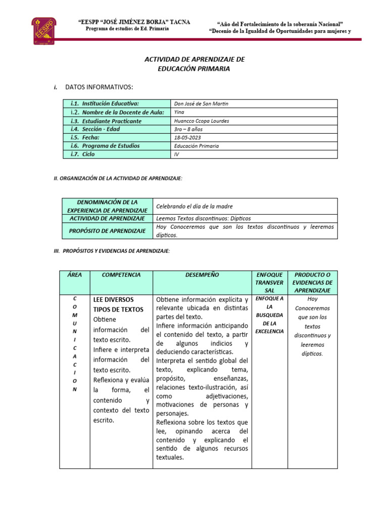 ACTIVIDAD DE APRENDIZAJE Comunicacion 2 Semana | PDF | Aprendizaje ... ACTIVIDAD DE APRENDIZAJE Comunicacion 2 Semana | PDF | Aprendizaje ...