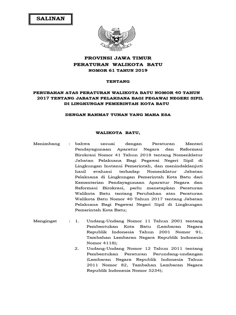 Perwali 61 PERUBAHAN PERWALI JAPEL | PDF