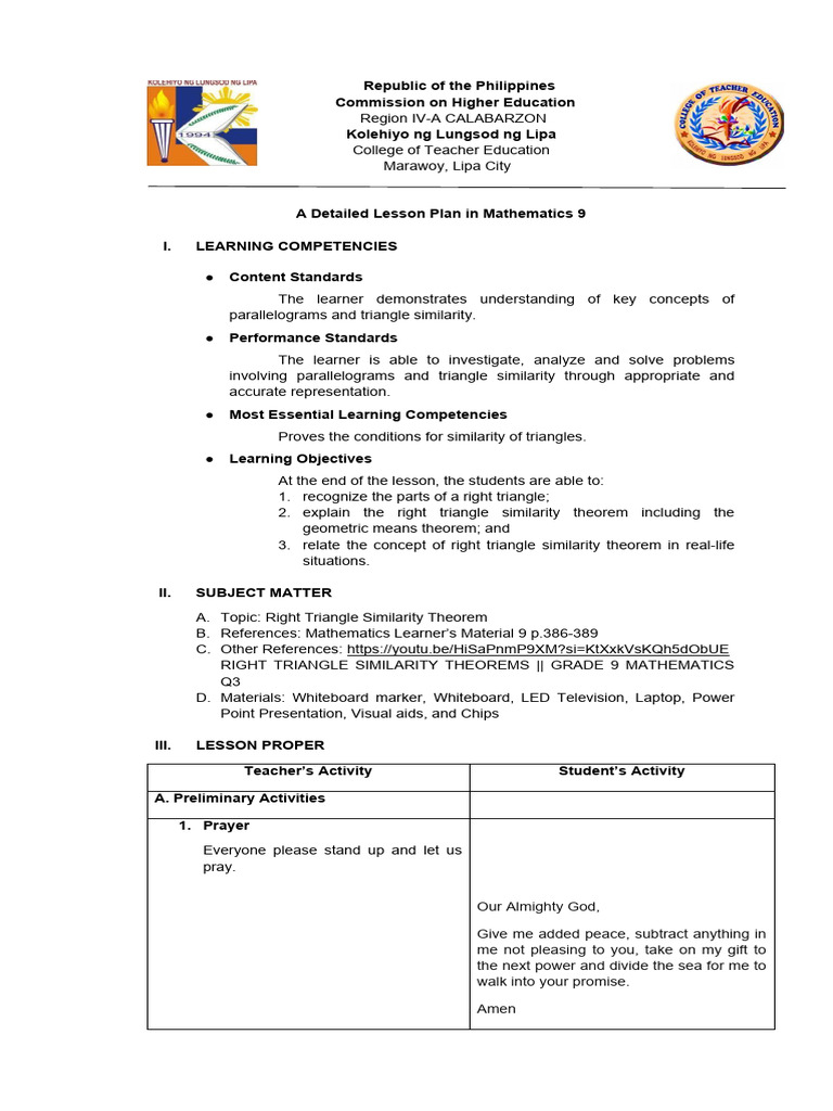 Right Triangle Similarity Theorem Pdf Elementary Geometry