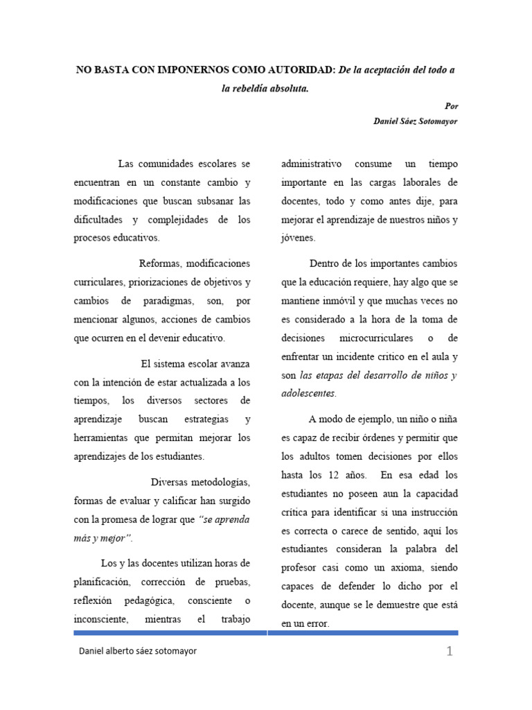 No Basta Con Imponernos Como Autoridad | PDF | Enseñando | Adultos