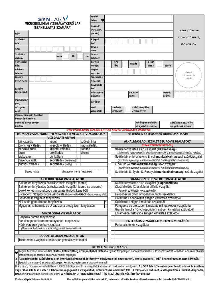 Synlab Mikrobiológiai Tenyésztés | PDF