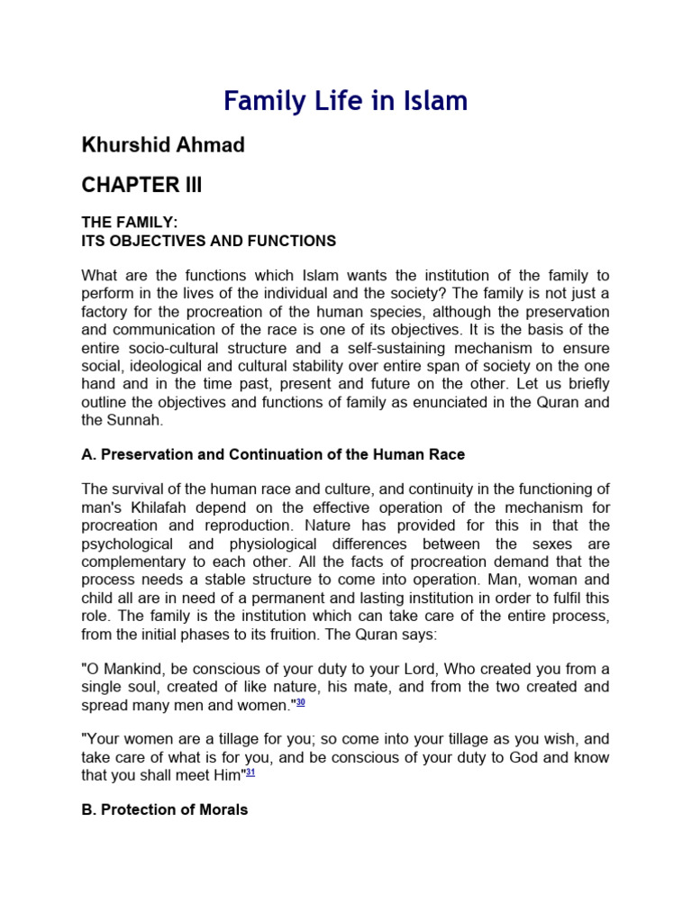 Family Life in Islam | PDF | Marriage | Family