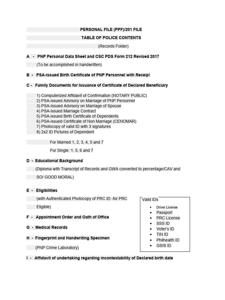 Table of Contents (Records Table) | PDF | Government And Personhood