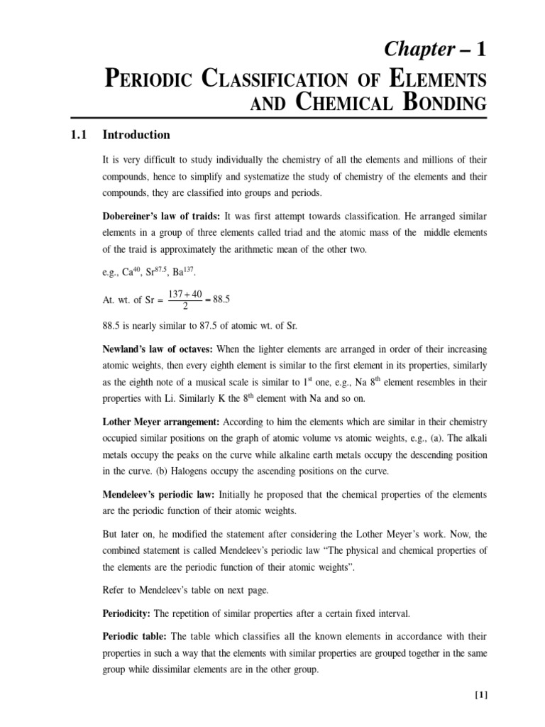 Chapter_1_Periodic Classification of Elements and Chemical Bonding | PDF | Ionic Bonding | Ion
