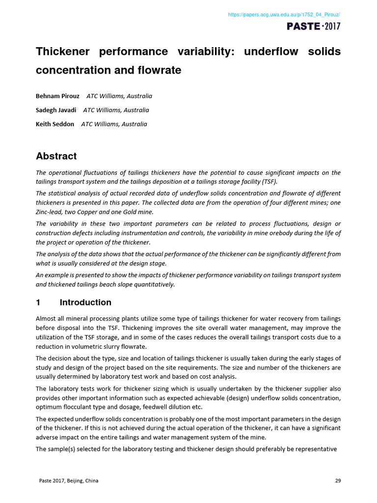Thickener Performance Variability Underf | PDF | Coefficient Of Variation | Normal Distribution