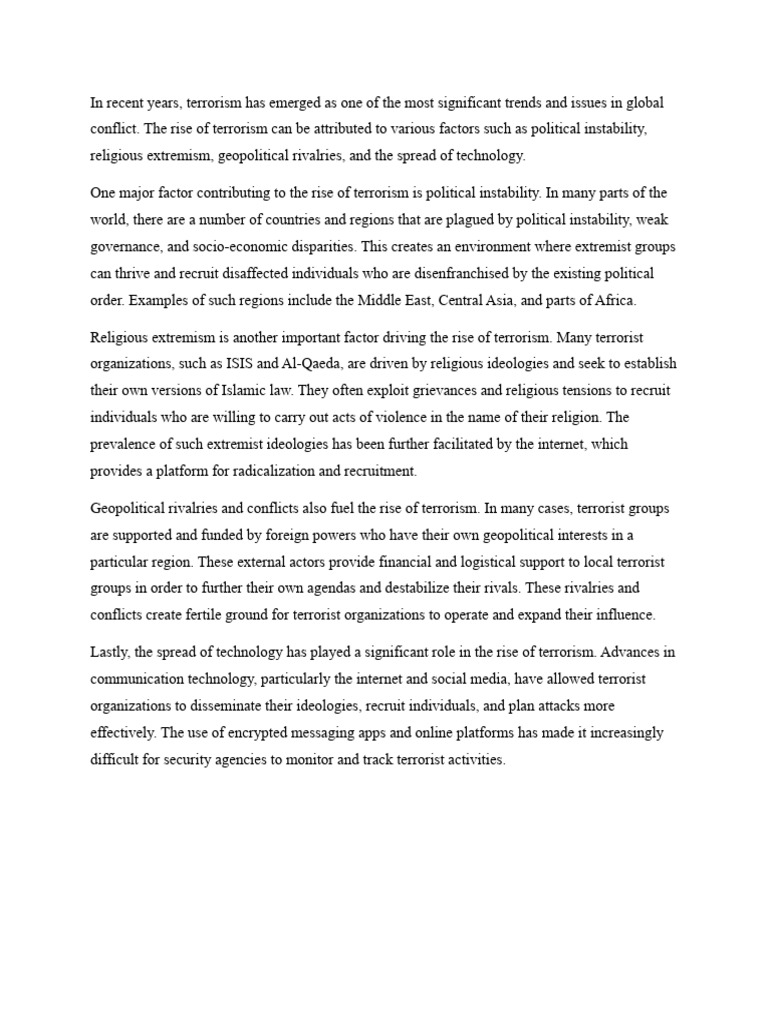 Causes of Global Terrorism and Displacement | PDF | Sustainability ...