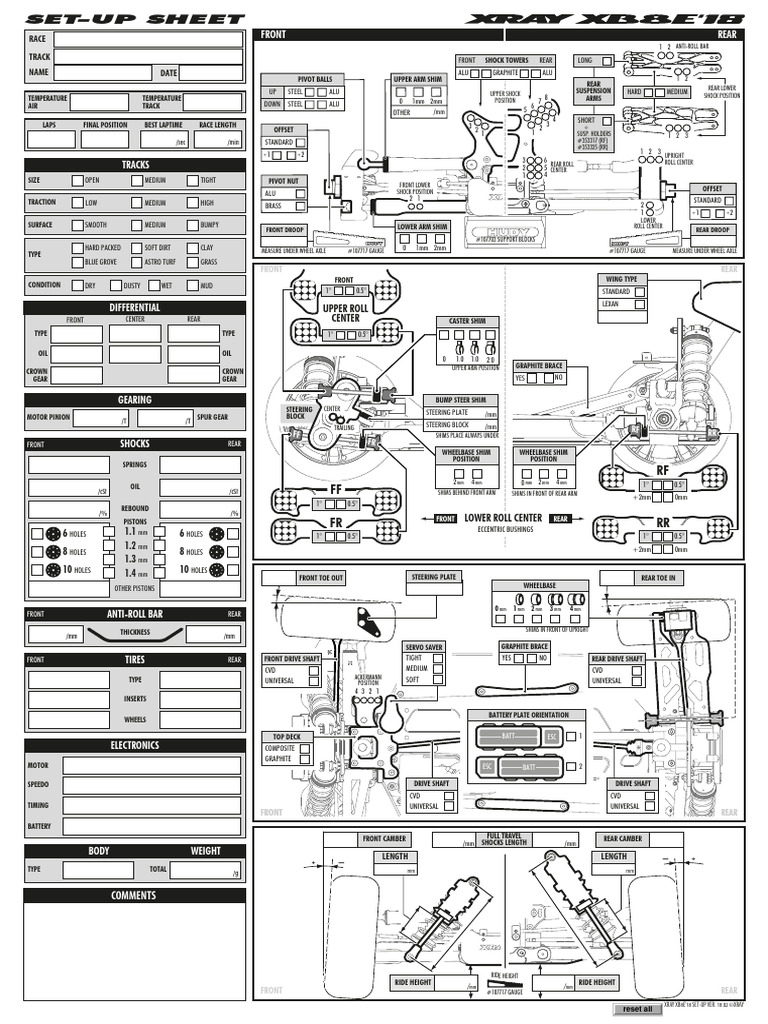 Xb8e 2018 Set Up Sheet v2 Editable | PDF | Axle | Gear
