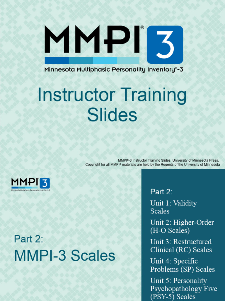 MMPI-3 Instructor Slides Part 2 | PDF | Emotions | Mental Health