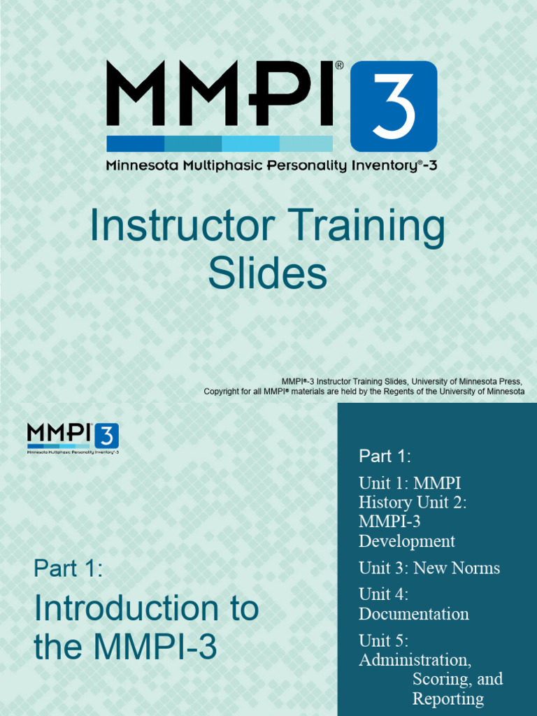 MMPI-3 Instructor Slides Part 1 | Download Free PDF | Major Depressive Disorder | Antisocial ...