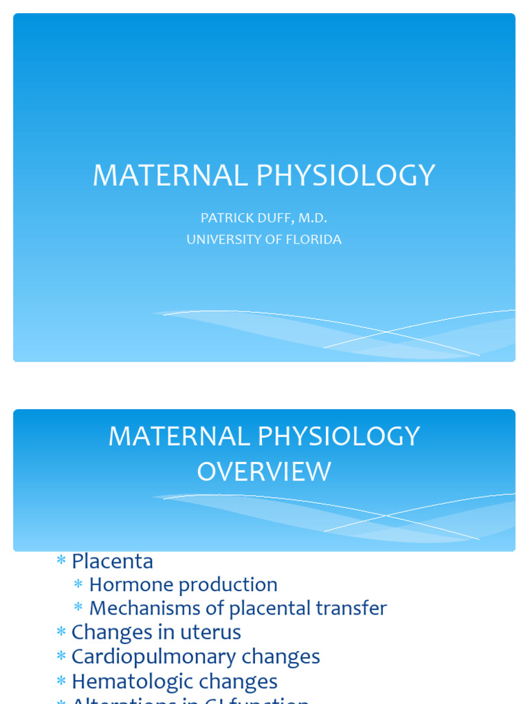 Maternal Physiology 2018 | PDF