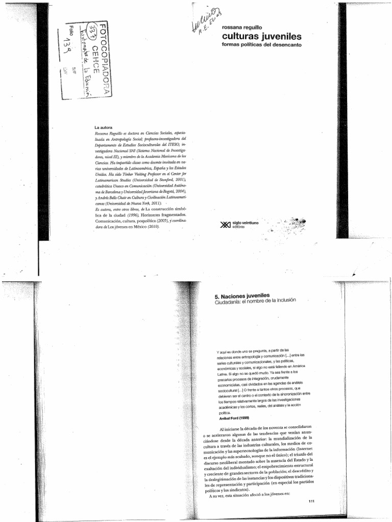 Reguillo, R. (2012) Culturas Juveniles. Formas Políticas Del Desencanto ...