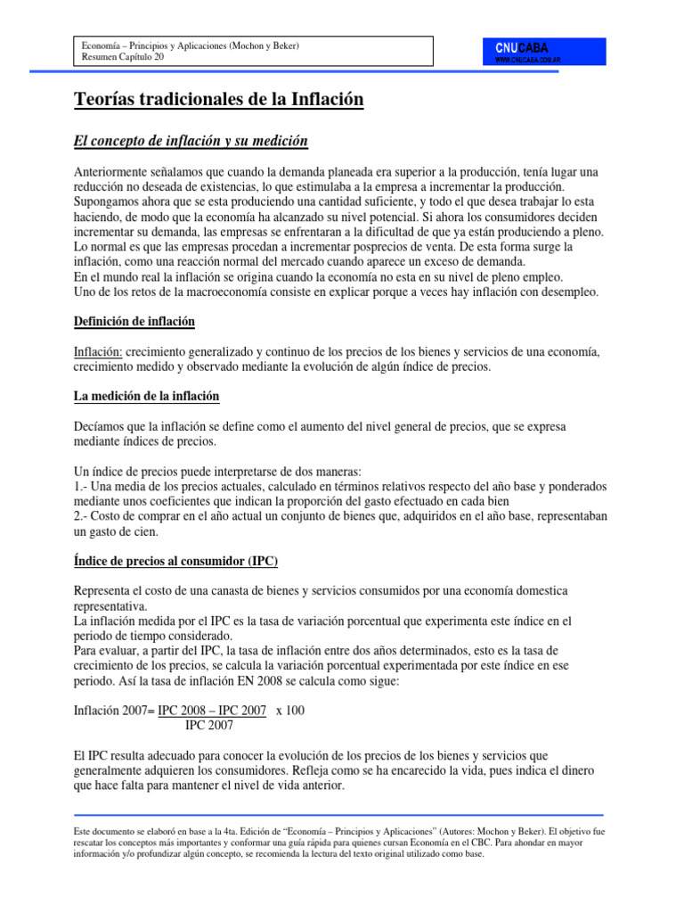 INFLACION Mochon - y - Beker - Capitulo - 20 | PDF | Inflación | Precios