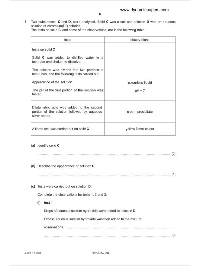 Chemistry p6 Questions | PDF