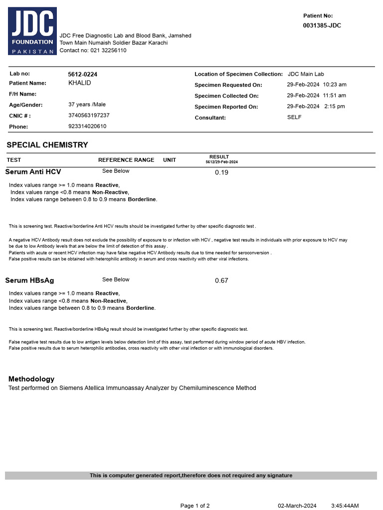 Blood Test | PDF | Body Fluids | Clinical Medicine